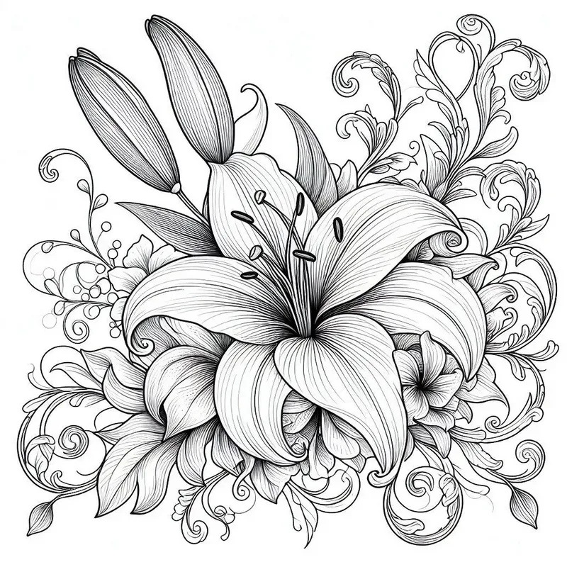 Coloring Book Pages Blooming Flowers DALL·E Prompt | PromptBase