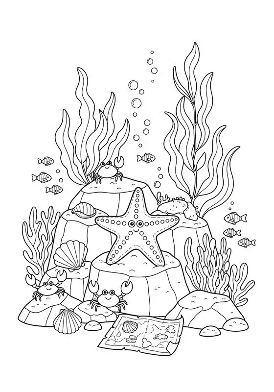 Ocean Floor Adventure Coloring Pages Imagen Prompt | PromptBase