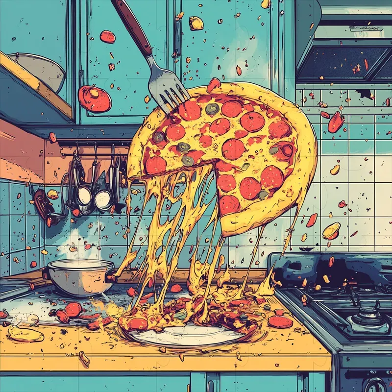 Kitchen Chaos Comic Style Midjourney Prompt | PromptBase