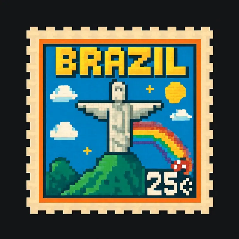 Pixel Art Postage Stamps ChatGPT Image Prompt | PromptBase