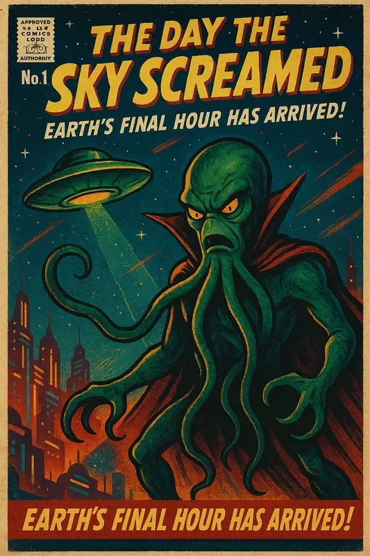 1950s Retro Sci-Fi Comic Book Cover ChatGPT Image Prompt | PromptBase