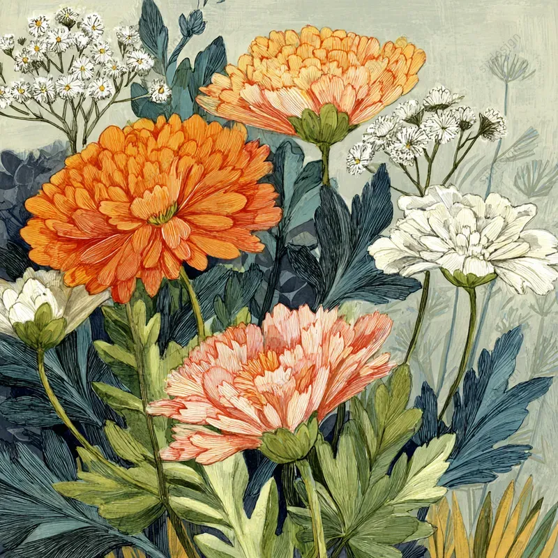 Medieval Flora Folk Illustrations Midjourney Prompt | PromptBase