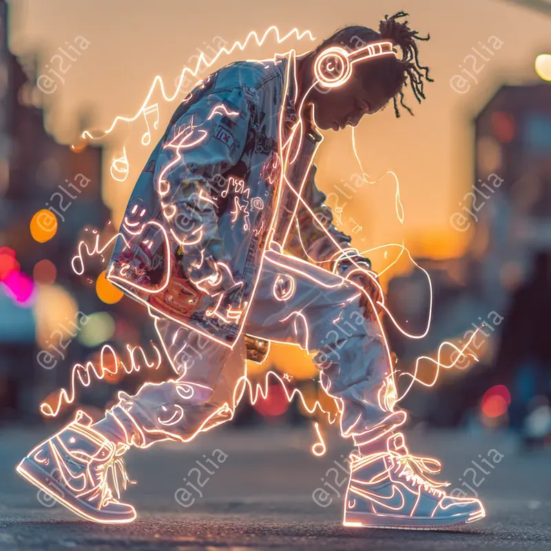 Neon Motion Street Art Posters Midjourney Prompt | PromptBase