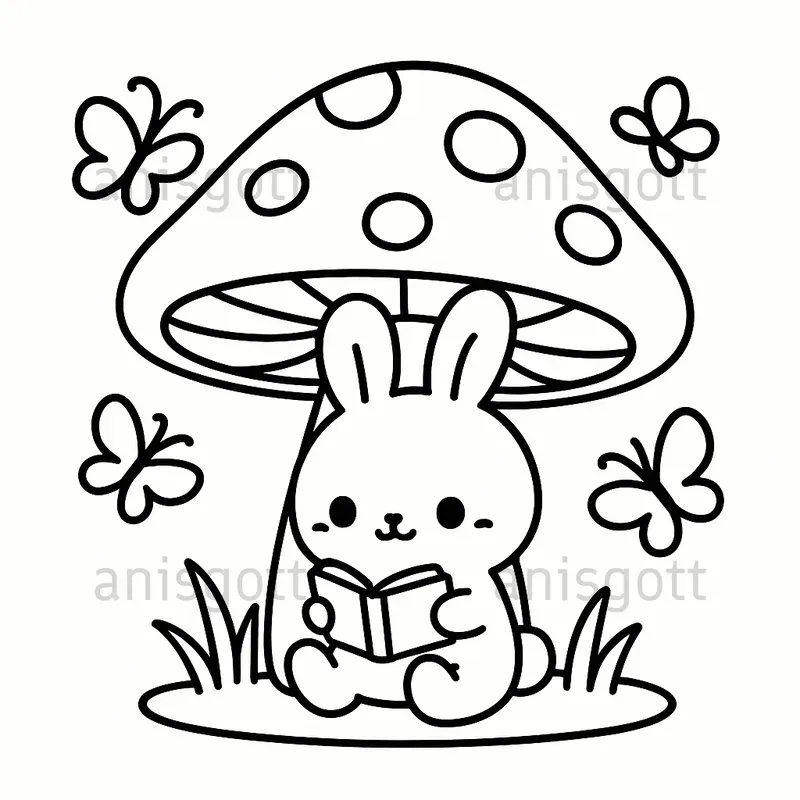 Cozy Spring Bunny Coloring Pages ChatGPT Image Prompt | PromptBase