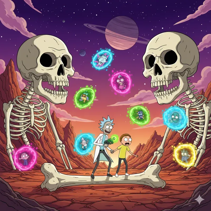 Rick And Morty Cartoon Series Designs Gemini Image Prompt | PromptBase