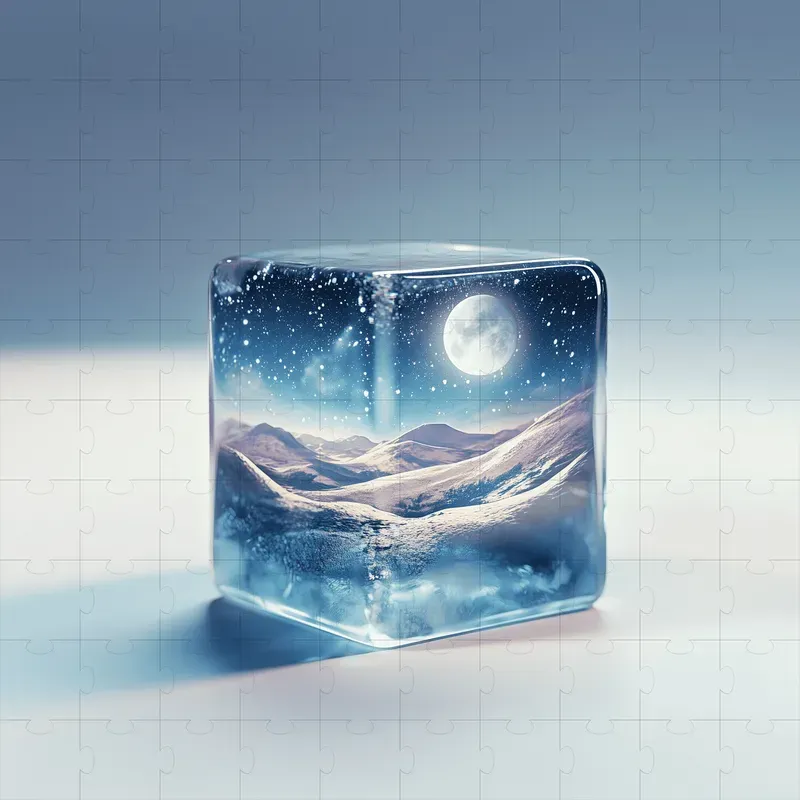 Transparent Landscape Ice Cubes Midjourney Prompt | PromptBase