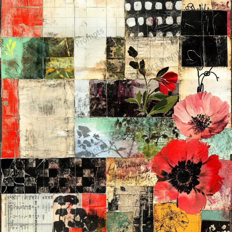Grungy Collage Patchwork Backgrounds Midjourney Prompt | PromptBase