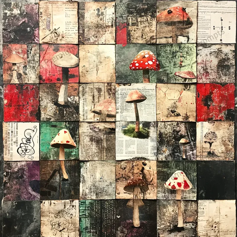 Grungy Collage Patchwork Backgrounds Midjourney Prompt | PromptBase