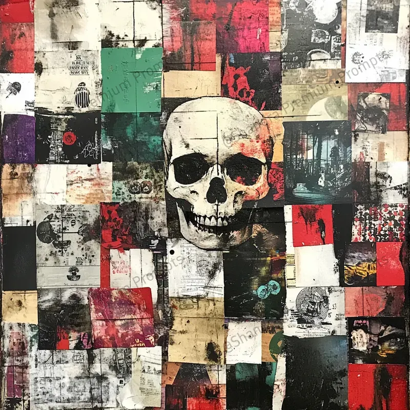 Grungy Collage Patchwork Backgrounds Midjourney Prompt | PromptBase