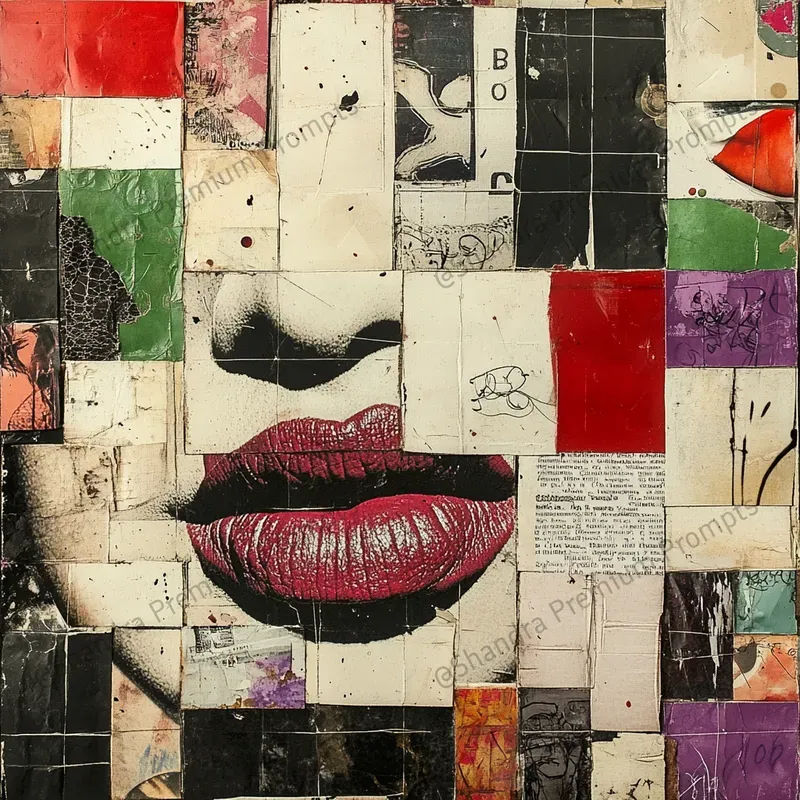 Grungy Collage Patchwork Backgrounds Midjourney Prompt | PromptBase