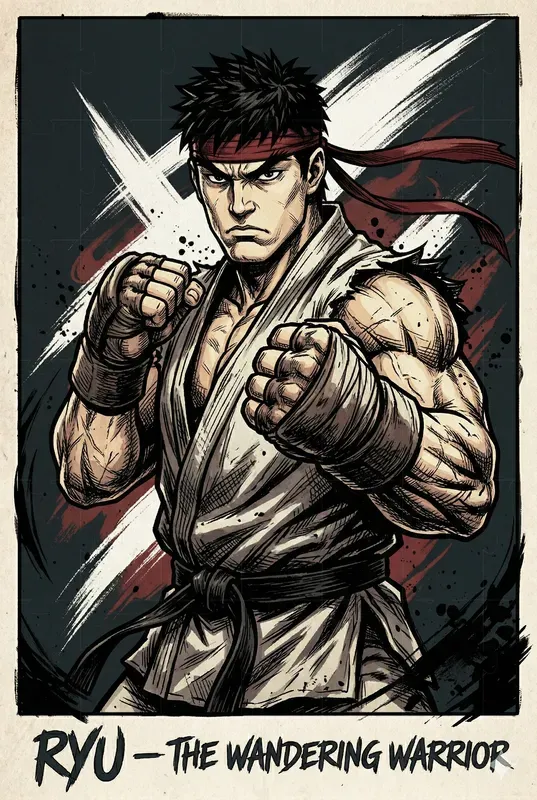 Street Fighter Gritty Comicbook Style Gemini Image Prompt | PromptBase