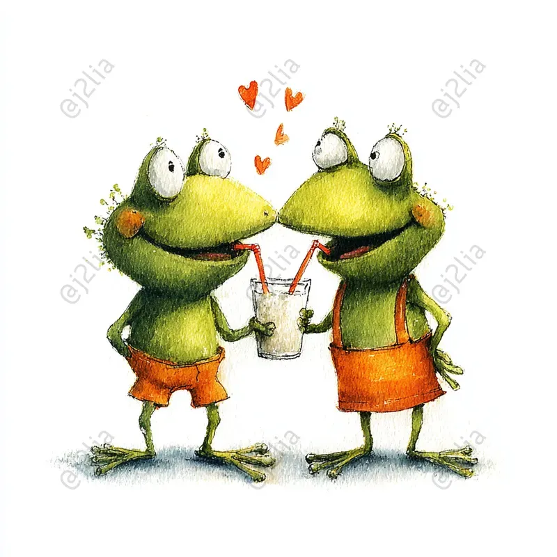 Valentine Frog Couples Clipart Midjourney Prompt | PromptBase