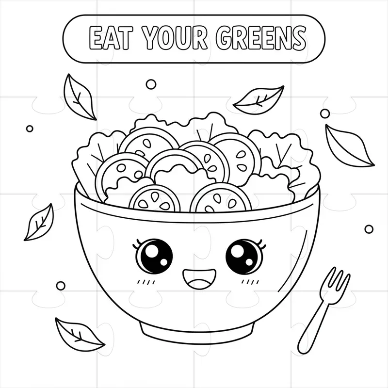 Healthy Bites Fun Coloring Pages Imagen Prompt | PromptBase