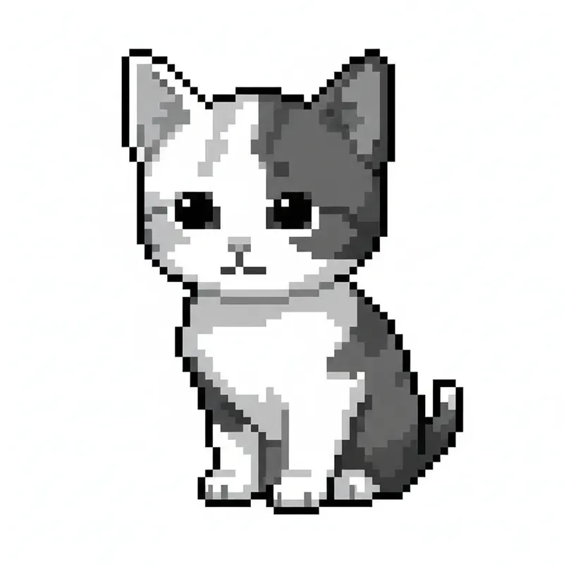 8bit Retro Grayscale Pixel Art Gemini Image Prompt | PromptBase