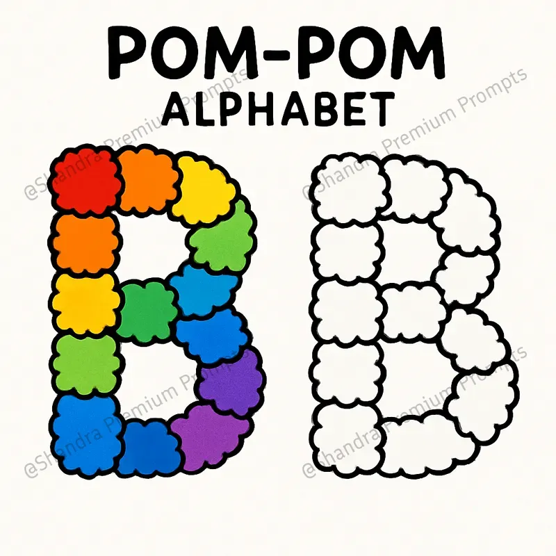 Pom Pom Letters For Kids Color Examples ChatGPT Image Prompt | PromptBase