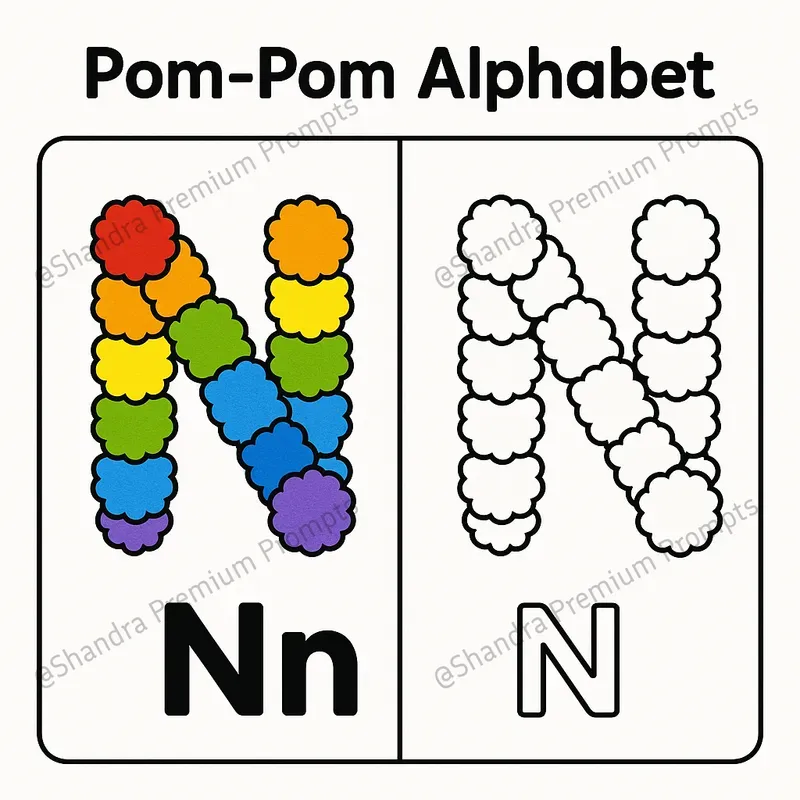 Pom Pom Letters For Kids Color Examples ChatGPT Image Prompt | PromptBase