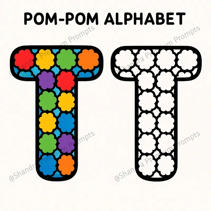 Pom Pom Letters For Kids Color Examples ChatGPT Image Prompt | PromptBase
