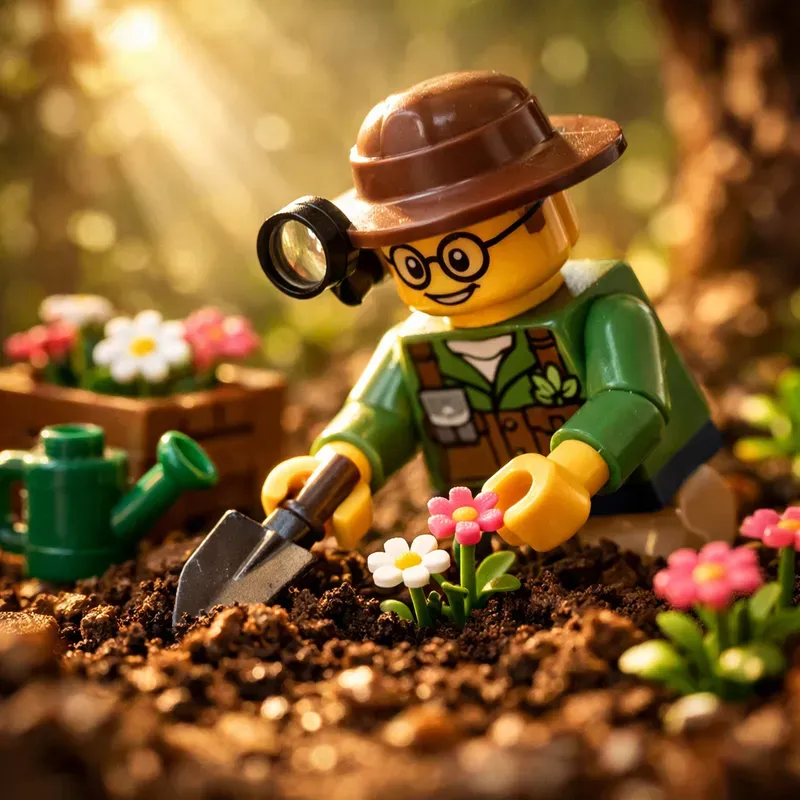 Cinematic Lego Miniature Garden Scenes ChatGPT Image Prompt | PromptBase