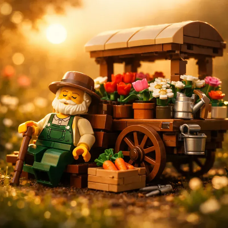 Cinematic Lego Miniature Garden Scenes ChatGPT Image Prompt | PromptBase
