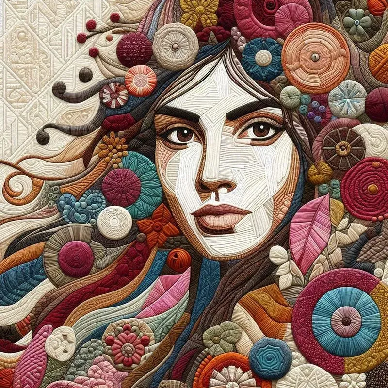 Textile Portraits Art In Fabric Layers DALL·E Prompt | PromptBase