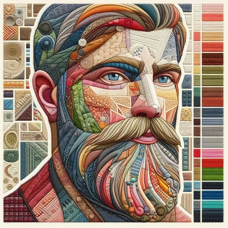 Textile Portraits Art In Fabric Layers DALL·E Prompt | PromptBase