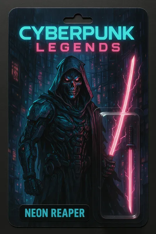 Cyberpunk Legend Blister Pack Art ChatGPT Image Prompt | PromptBase