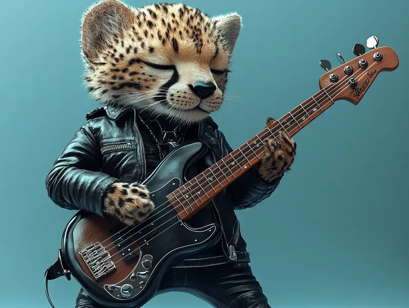 Rockstar Animals Bass Guitar Editions Midjourney Prompt | PromptBase