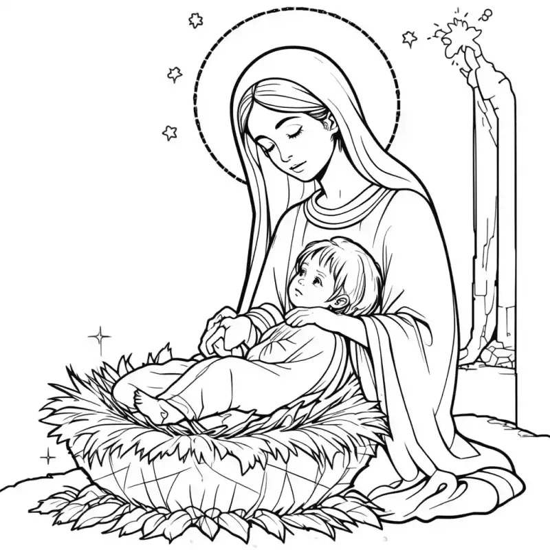 Divine Line Art Religious Coloring Books Imagen Prompt | PromptBase