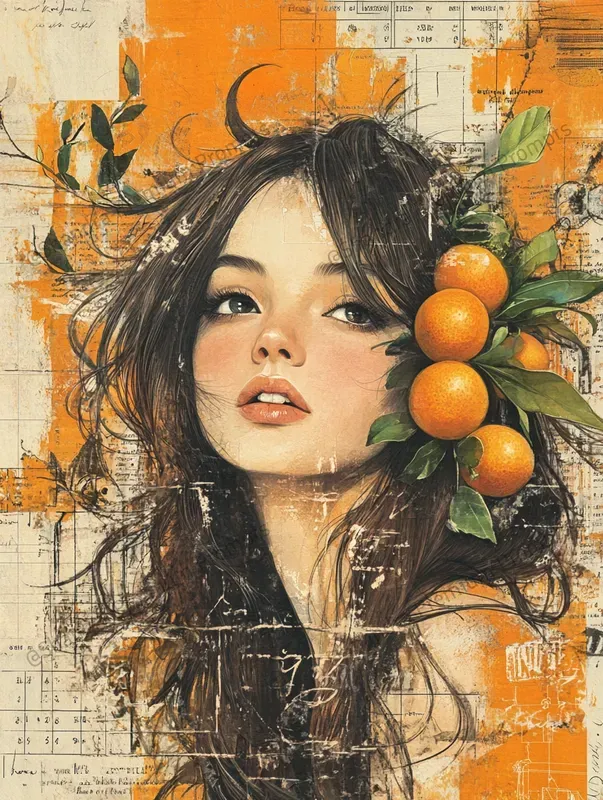 Citrus Portraits Junk Journal Pages Midjourney Prompt | PromptBase