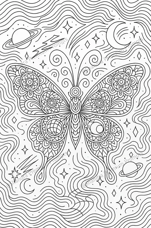 Trippy Psychedelic Coloring Book Pages ChatGPT Image Prompt | PromptBase