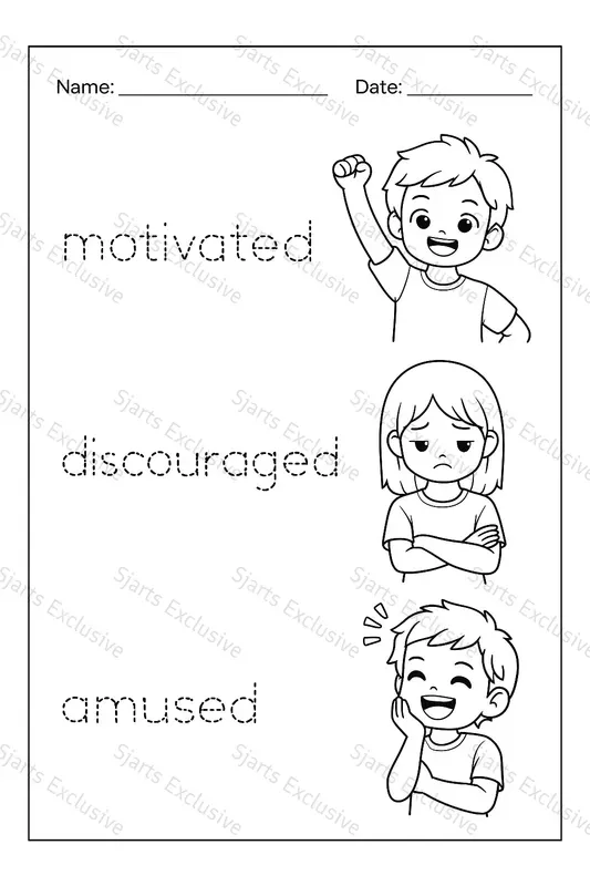 Feelings Trace Color Worksheets ChatGPT Image Prompt | PromptBase