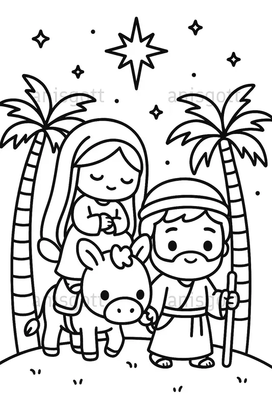 Cute Christmas Nativity Coloring Pages ChatGPT Image Prompt | PromptBase