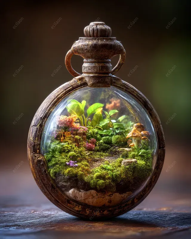 Miniature Ecosystems In Glass Bottles Midjourney Prompt | PromptBase