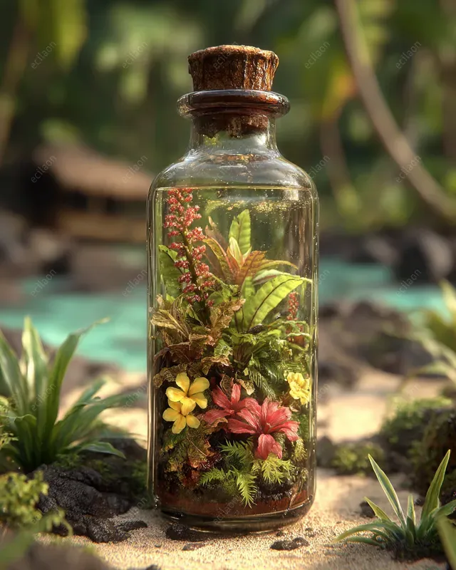 Miniature Ecosystems In Glass Bottles Midjourney Prompt | PromptBase