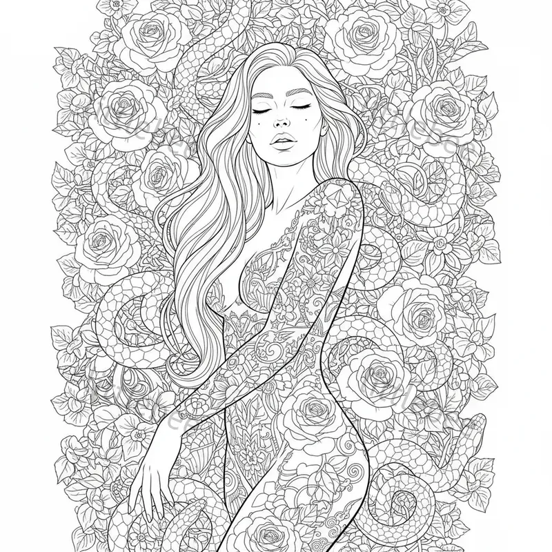 Tattoo Art Coloring Pages For Adults Gemini Image Prompt | PromptBase