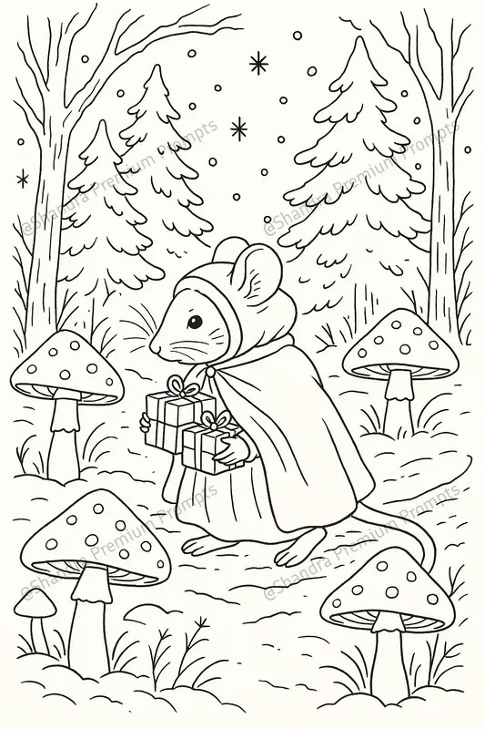 Kids Magic Christmas Coloring Book Pages ChatGPT Image Prompt | PromptBase