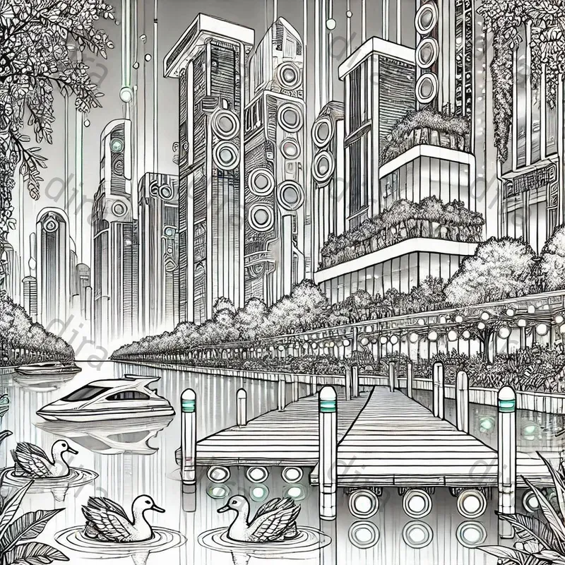 Futuristic Cities In Coloring Pages DALL·E Prompt | PromptBase