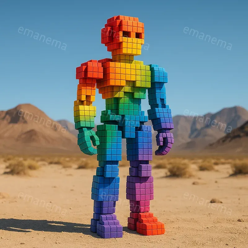 Colorful Voxel Blocks Sculptures ChatGPT Image Prompt | PromptBase