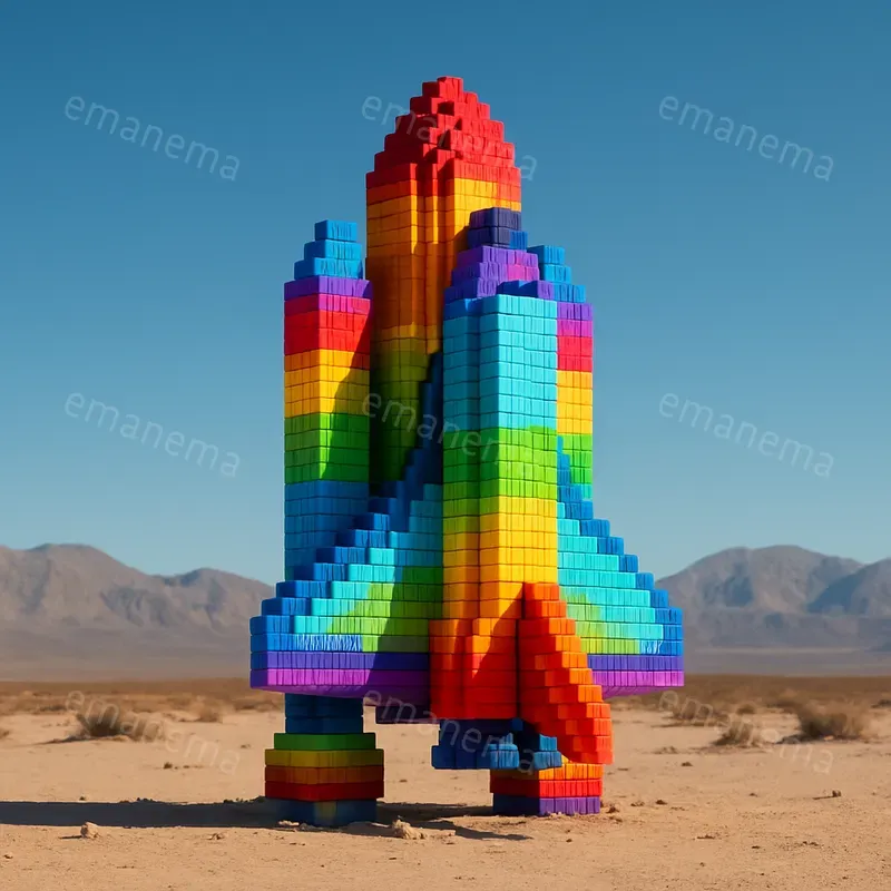Colorful Voxel Blocks Sculptures ChatGPT Image Prompt | PromptBase