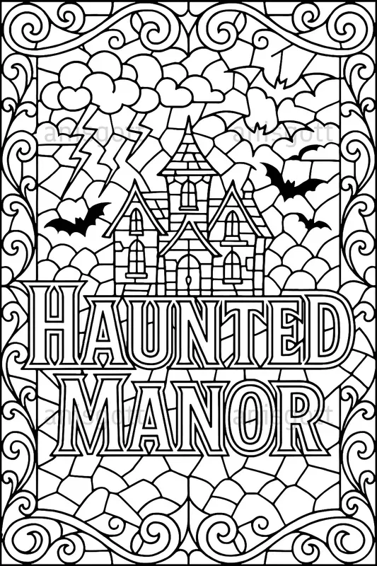Happy Halloween Stained Glass Coloring ChatGPT Image Prompt | PromptBase