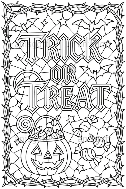 Happy Halloween Stained Glass Coloring ChatGPT Image Prompt | PromptBase