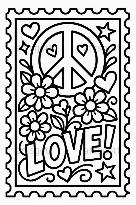 Retro Pop Art Stamp Coloring Pages ChatGPT Image Prompt | PromptBase