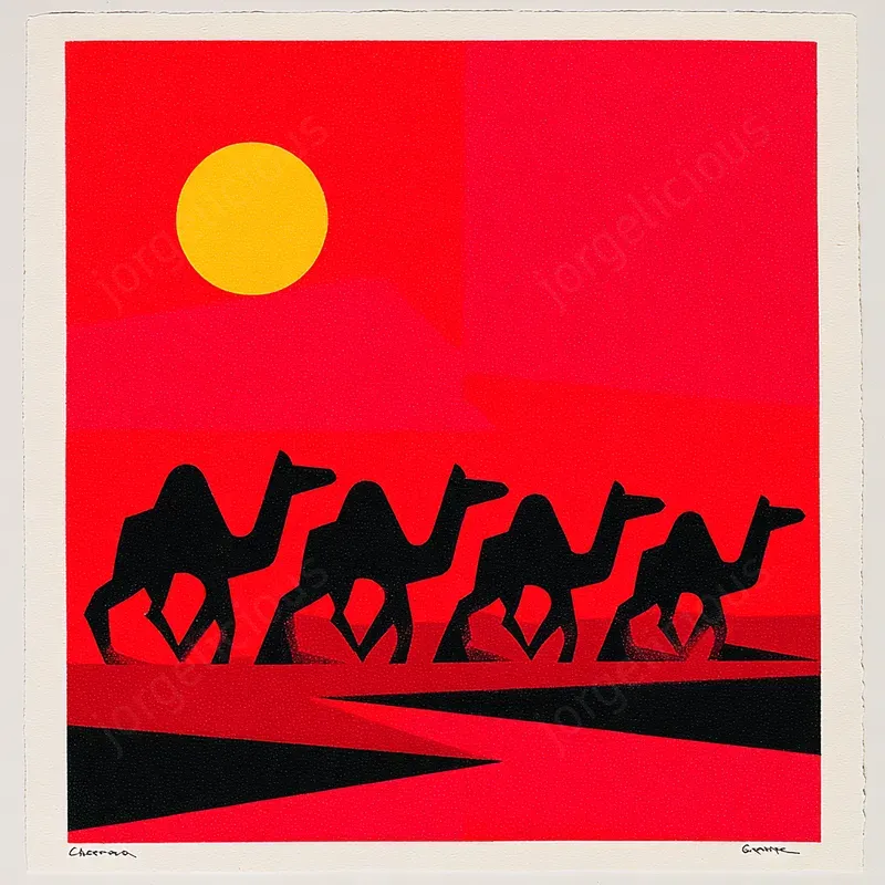 Geometric Red Horizon Posters Midjourney Prompt | PromptBase