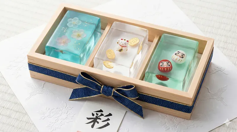 Japanese Glass Wagashi Kawaii Gift Boxes Gemini Image Prompt | PromptBase
