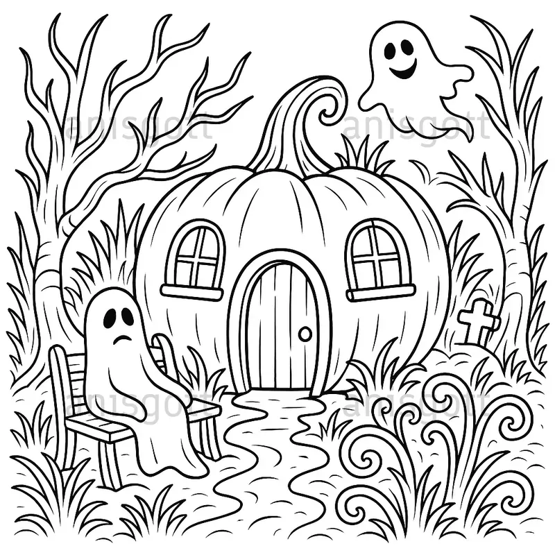 Quirky Whimsy Halloween Coloring Pages ChatGPT Image Prompt | PromptBase