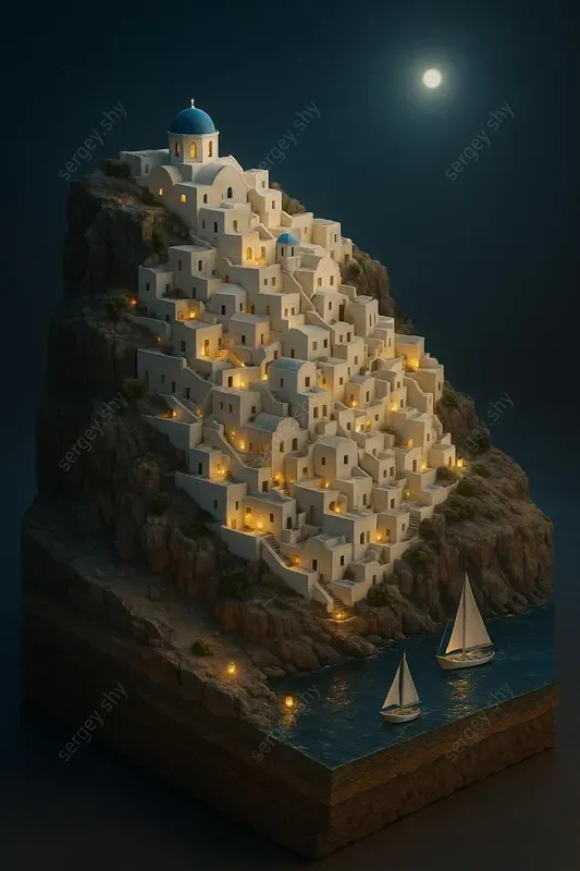 Night Diorama Posters Realistic 3D Mini ChatGPT Image Prompt | PromptBase