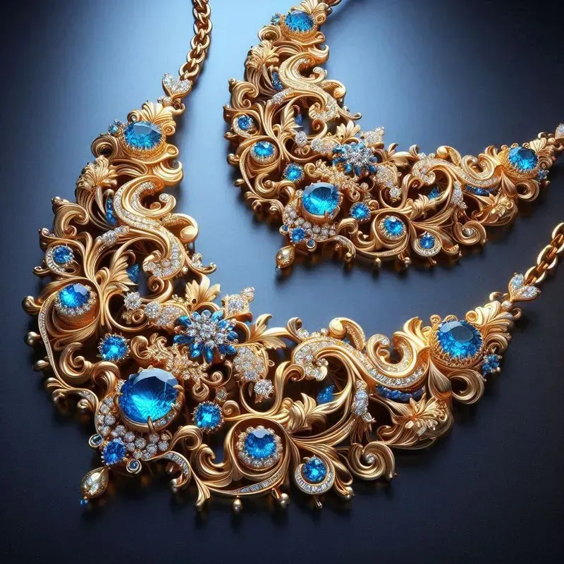 Baroque Jewelry Design Gold Gemstones DALL·E Prompt | PromptBase
