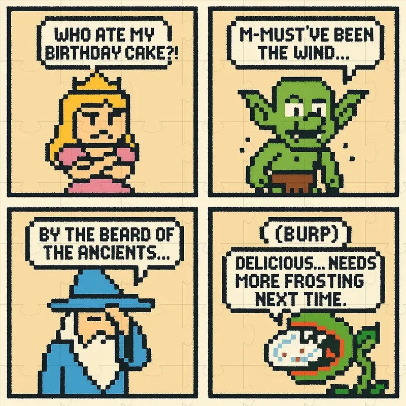 Pixel Art Comic Panels ChatGPT Image Prompt | PromptBase