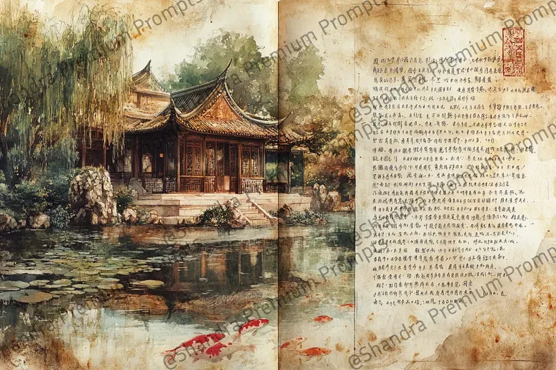 Traditional Chinese Life Junk Journals Midjourney Prompt | PromptBase