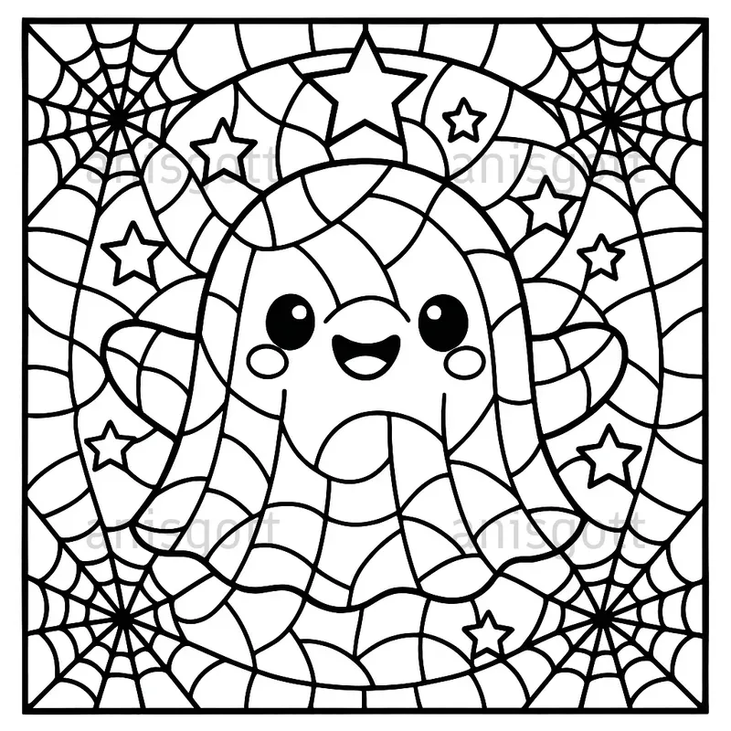 Stained Glass Halloween Coloring Pages ChatGPT Image Prompt | PromptBase